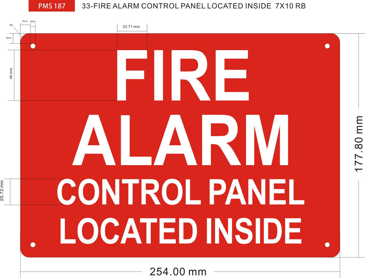 FIRE ALARM Control Panel Located SIGN