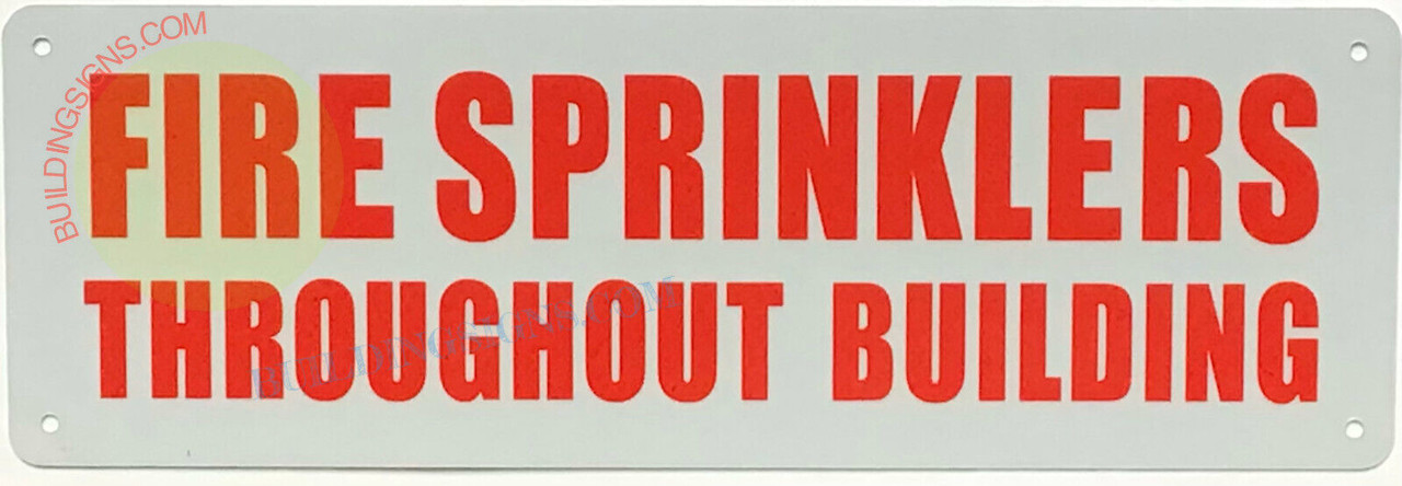 FIRE SPRINKLERS THROUGHOUT BUILDING SIGN
