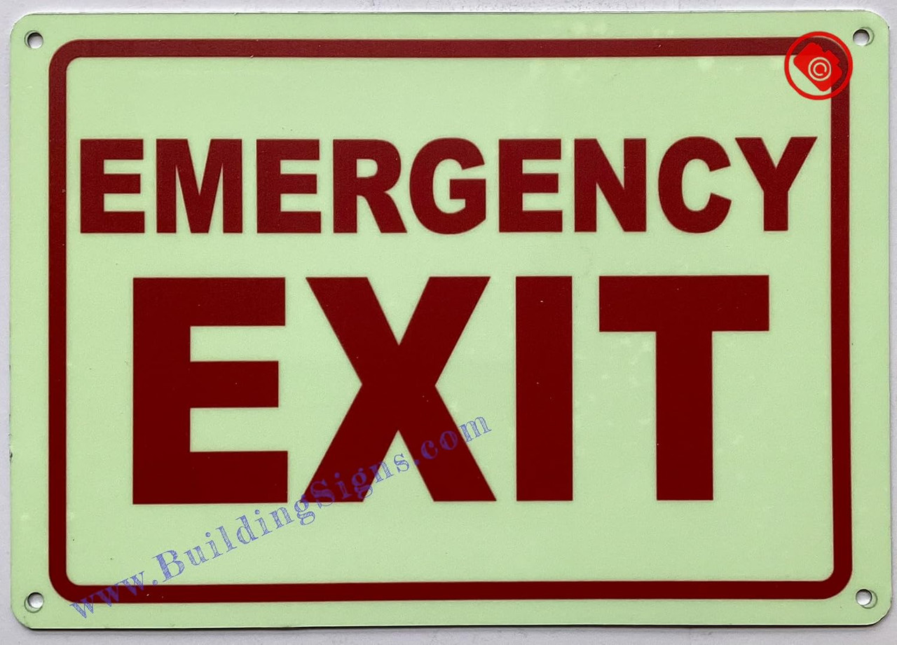 Photoluminescent EMERGENCY EXIT SIGN/GLOW IN THE DARK FIRE EMERGENCY ...