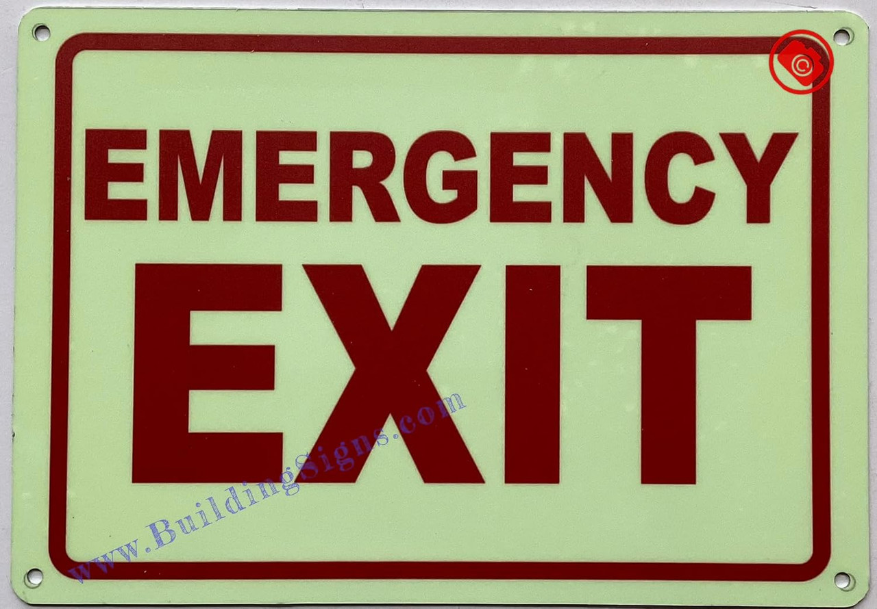 Photoluminescent EMERGENCY EXIT SIGN/GLOW IN THE DARK FIRE EMERGENCY ...