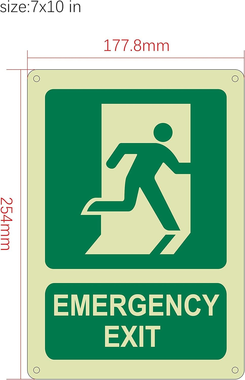 Photoluminescent EMERGENCY EXIT WITH SYMBOL SIGN/GLOW IN THE DARK ...