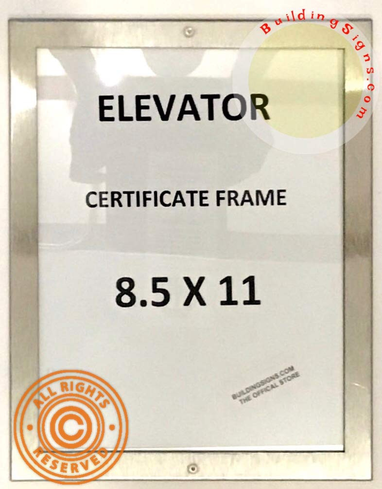 Elevator Certificate Frame 8.5x11 (Lockable !!!, Stainless Steel, Heavy ...