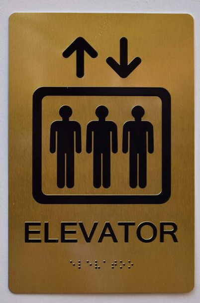 Elevator Sign -Tactile Signs Tactile Signs ADA-GOLD 6X9- THE SENSATION LINE