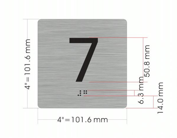 ELEVATOR JAMB- 7 - SILVER (ALUMINUM SIGNS 4X4)