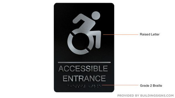 Accessible Entrance Directional Sign -Tactile Signs Tactile Signs BLACK ...