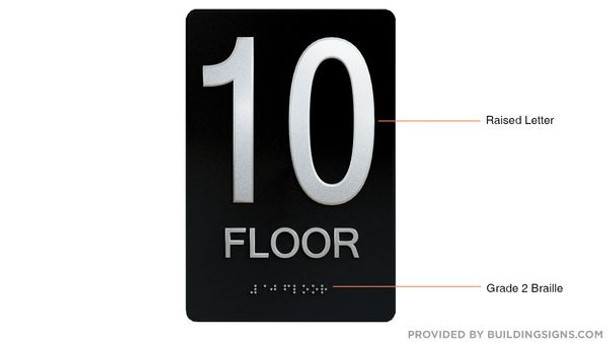 10th FLOOR SIGN 6X9 ADA -Tactile Signs 6X9 BLACK