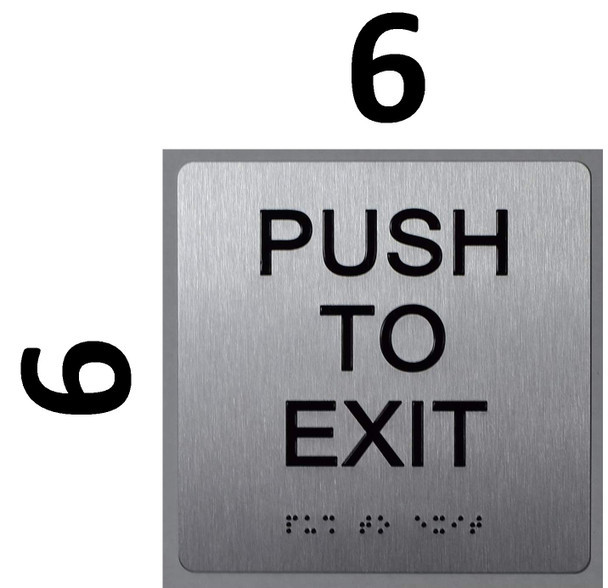 Push to EXIT Sign -Tactile Signs (Aluminium, Brush Silver,Size 6X6) The ...