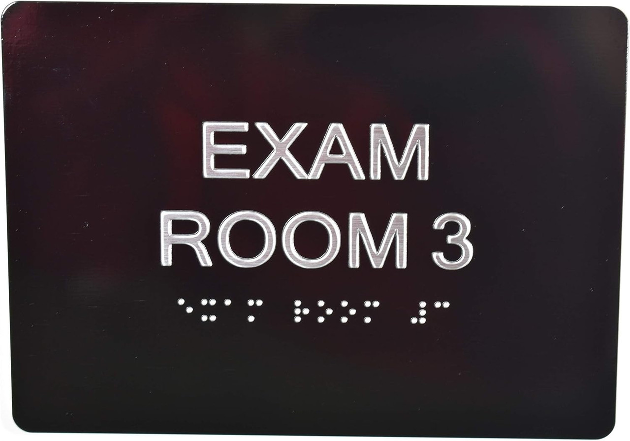 EXAM Room 3 Sign with Tactile Text and Braille Sign -Tactile Signs ...