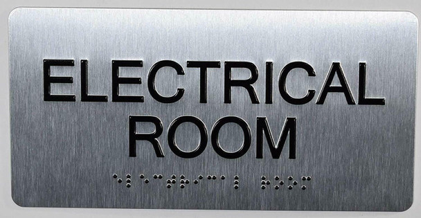 Electrical Room Sign Silver-Tactile Touch Braille Sign (Aluminium ...