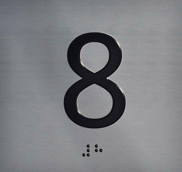 8TH Floor Elevator Jamb Plate Sign with Braille and Raised Number ...