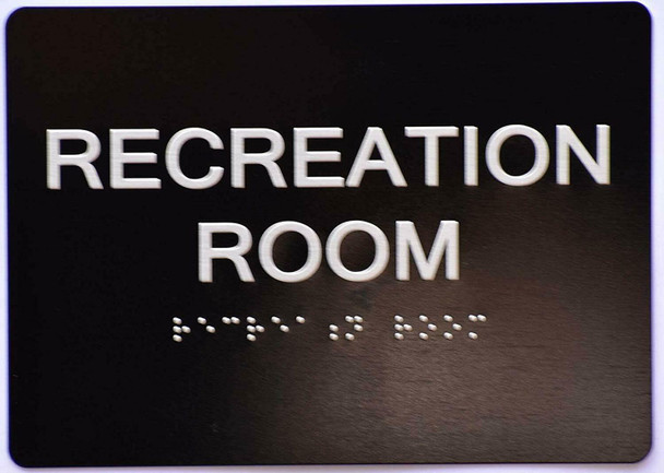 Recreation Room Sign -Tactile Signs Black(Aluminium, Black/Silver,Size ...