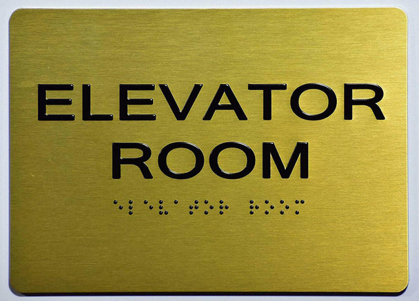 Elevator Room Sign -Tactile Signs Tactile Signs Gold (Aluminium, Gold ...