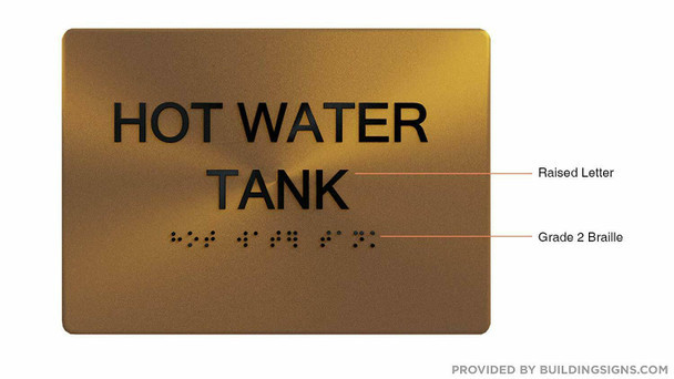 HOT Water Tank Sign -Tactile Signs Gold(Aluminium, Gold/Black,Size 5x7 ...