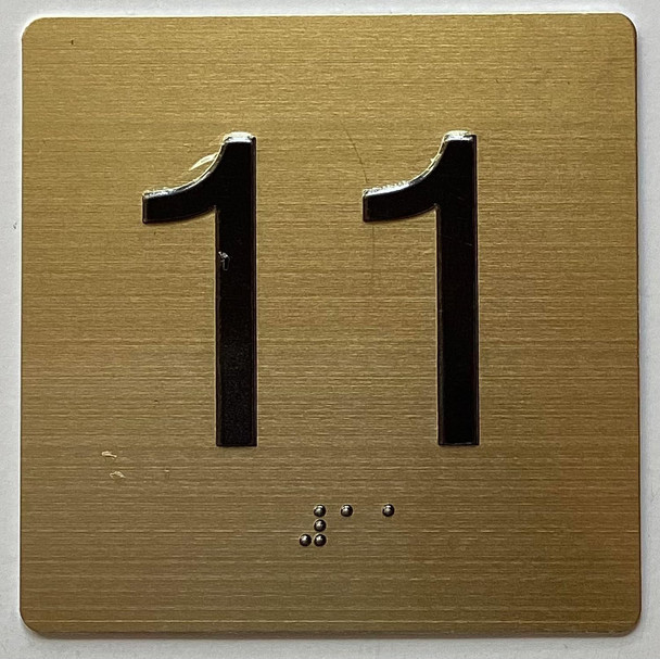 11TH FLOOR Elevator Jamb Plate sign With Braille and raised number ...
