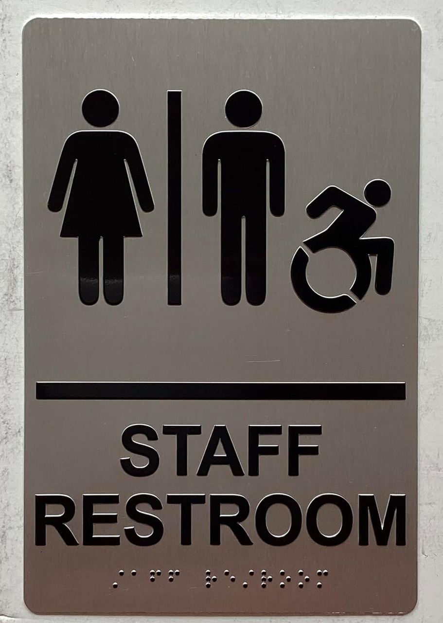 STAFF ACCESSIBLE RESTROOM SIGN Raised letters , Raised Image & Grade 2 ...