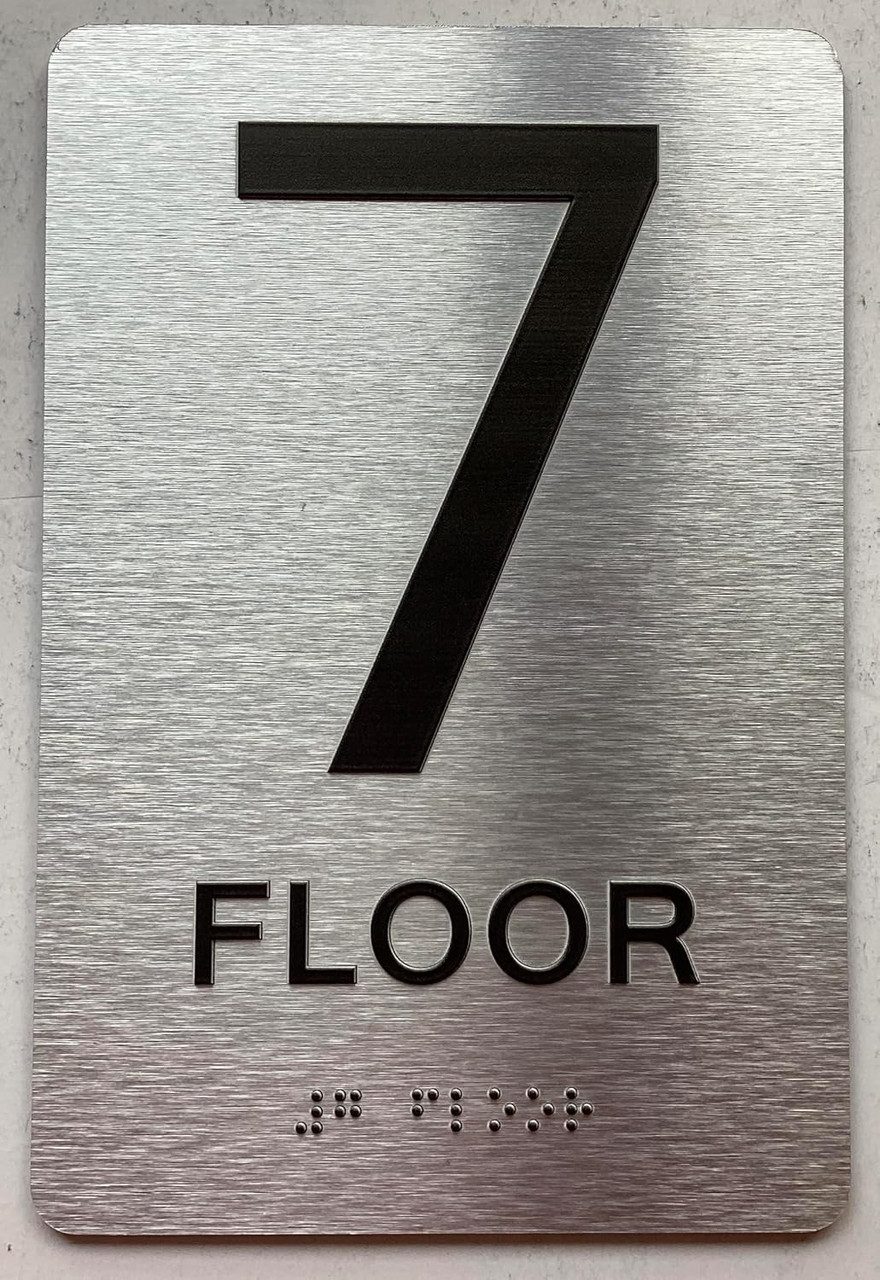 Floor number sign with Raised letters/Image & Grade 2 Braille ...