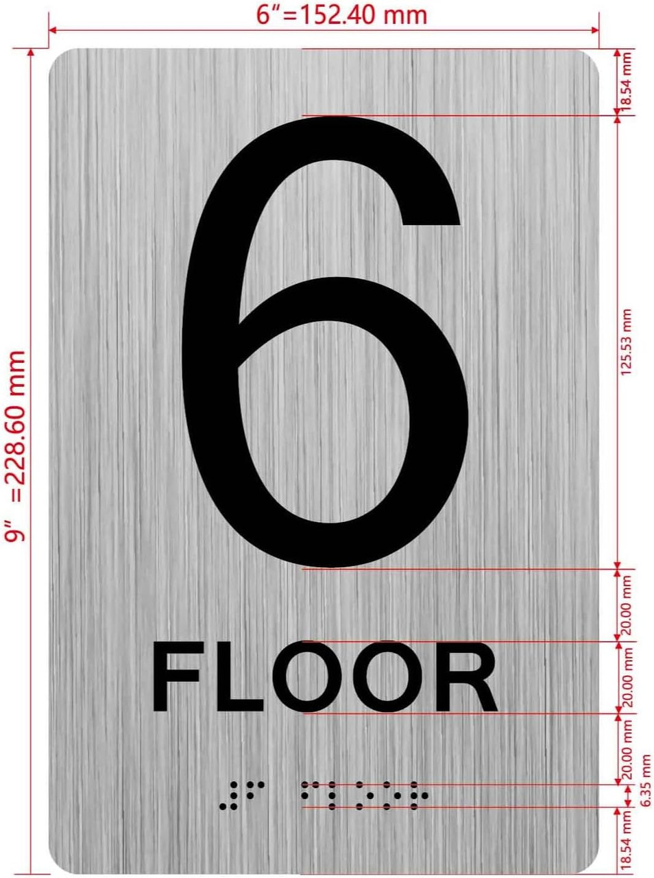 Floor number sign with Raised letters/Image & Grade 2 Braille ...