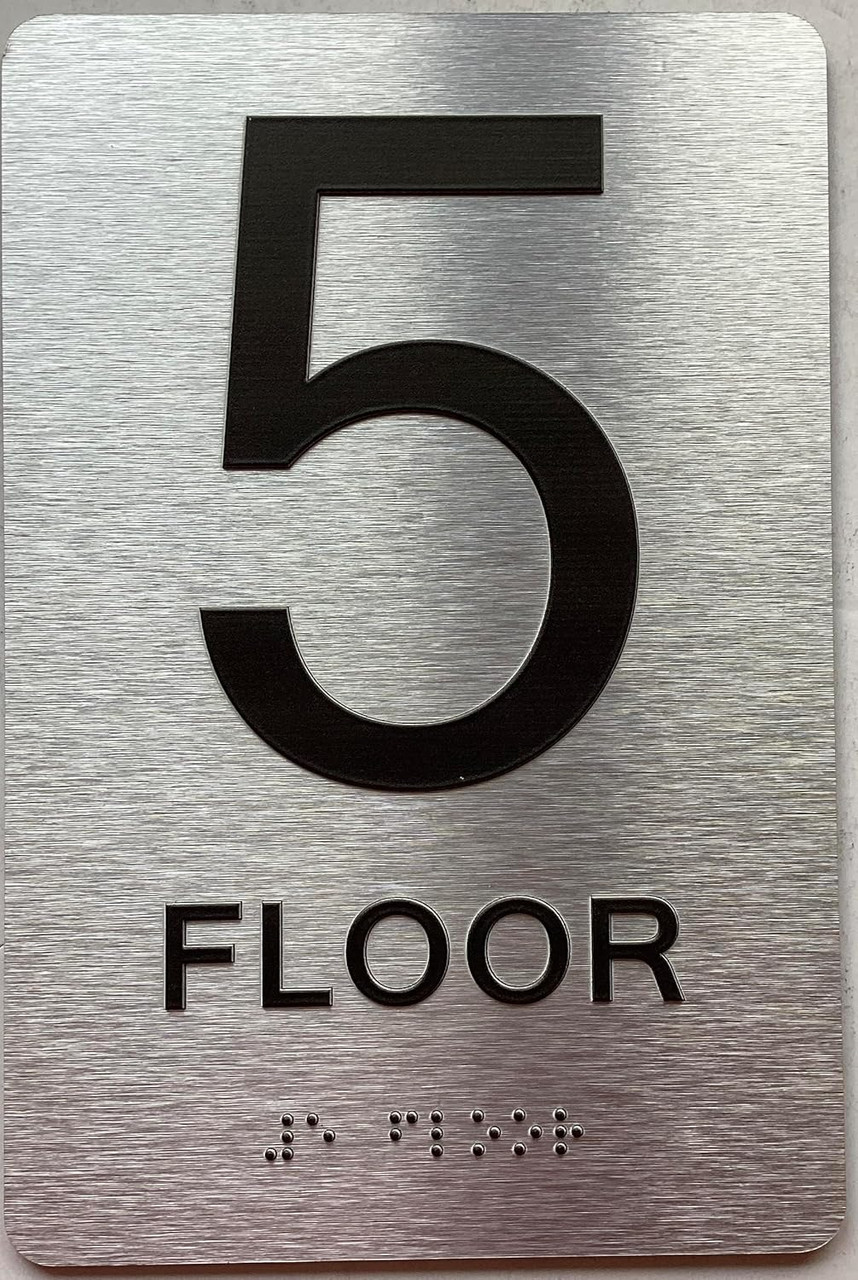 Floor number sign with Raised letters/Image & Grade 2 Braille ...
