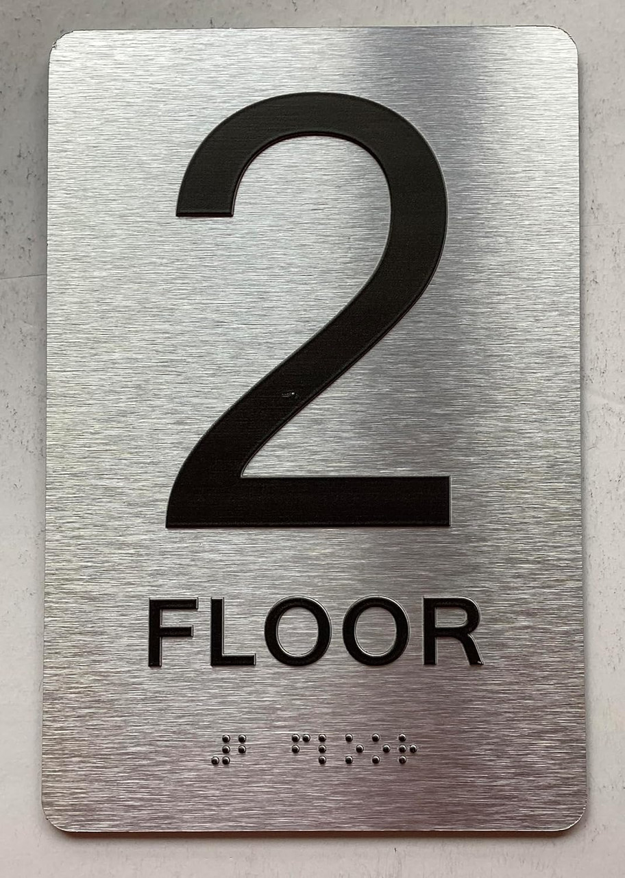 Floor number sign with Raised letters/Image & Grade 2 Braille ...