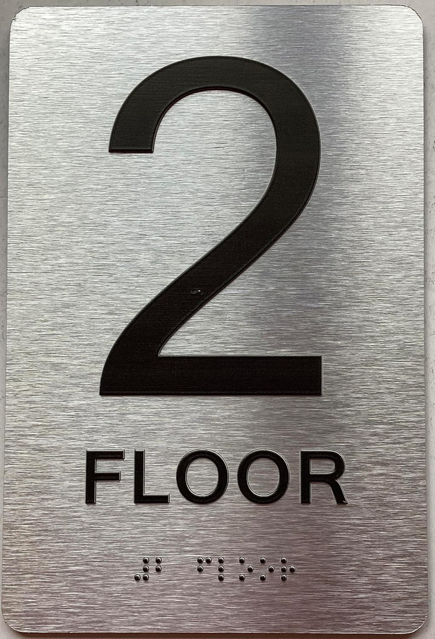 Floor number sign with Raised letters/Image & Grade 2 Braille ...
