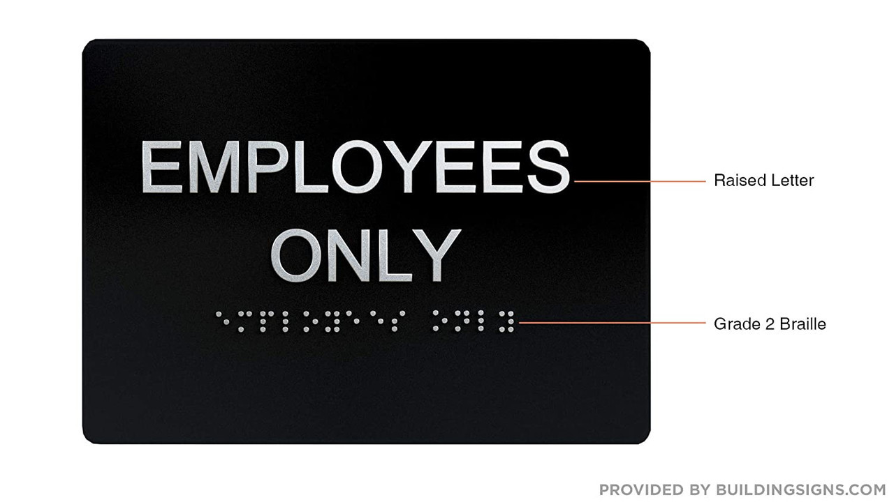 Employees ONLY Sign-Tactile Signs Black (Aluminium, Black/Silver,Size ...
