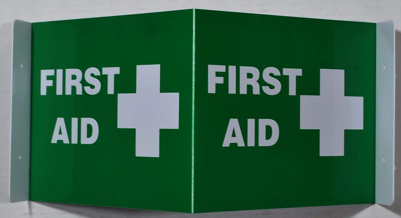 First Aid 3D Projection Sign/First Aid Hallway Sign (Green,Plastic,7x9 ...