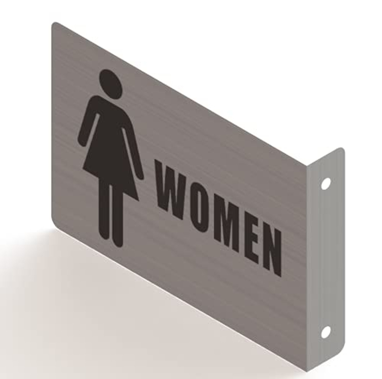 Women Restroom Projection Sign- Women Restroom 3D Sign (Silver- Brush ...