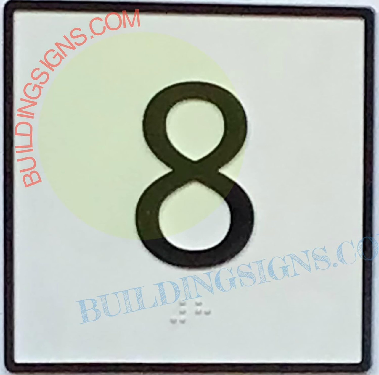 Elevator Floor Number 8 Sign- Elevator JAMB Plate Floor 8 Sign (White ...
