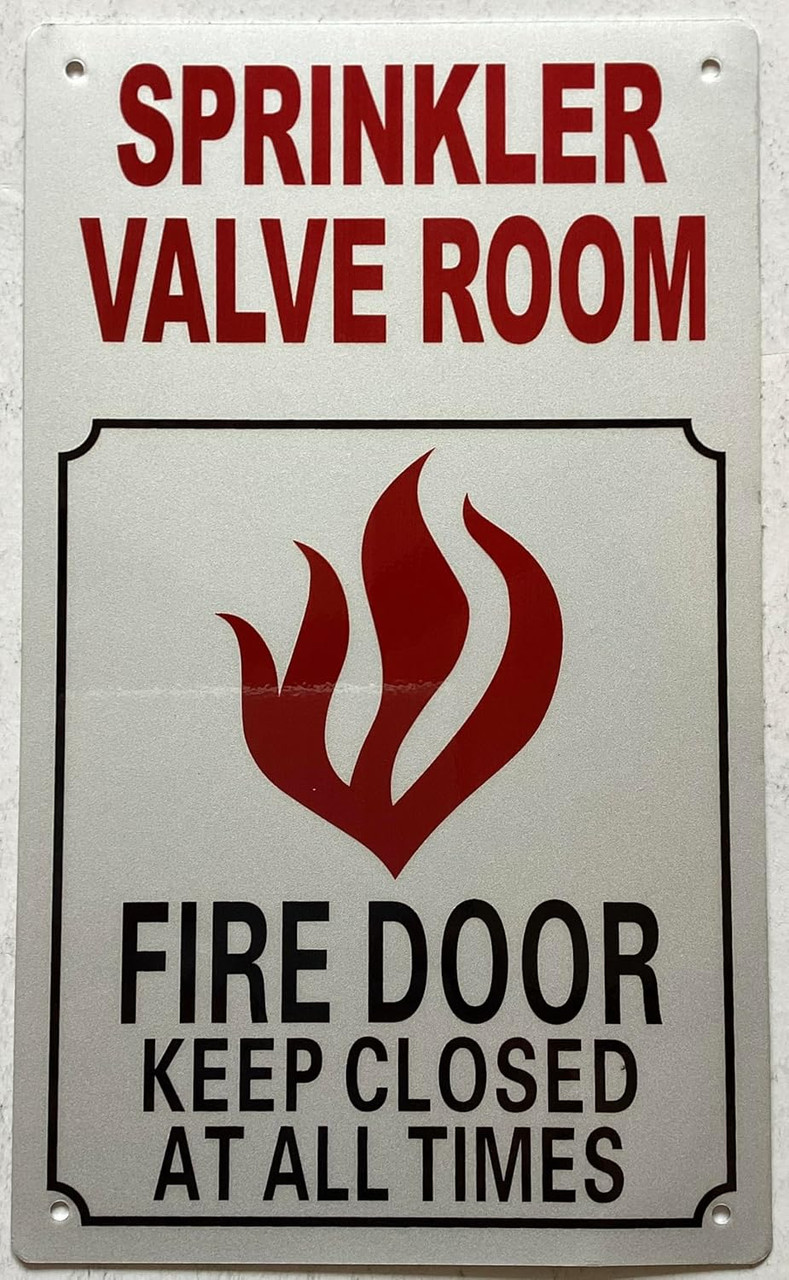 SPRINKLER VALVE ROOM - FIRE DOOR SIGN (REFLECTIVE, WHITE, ALUMINIUM ...