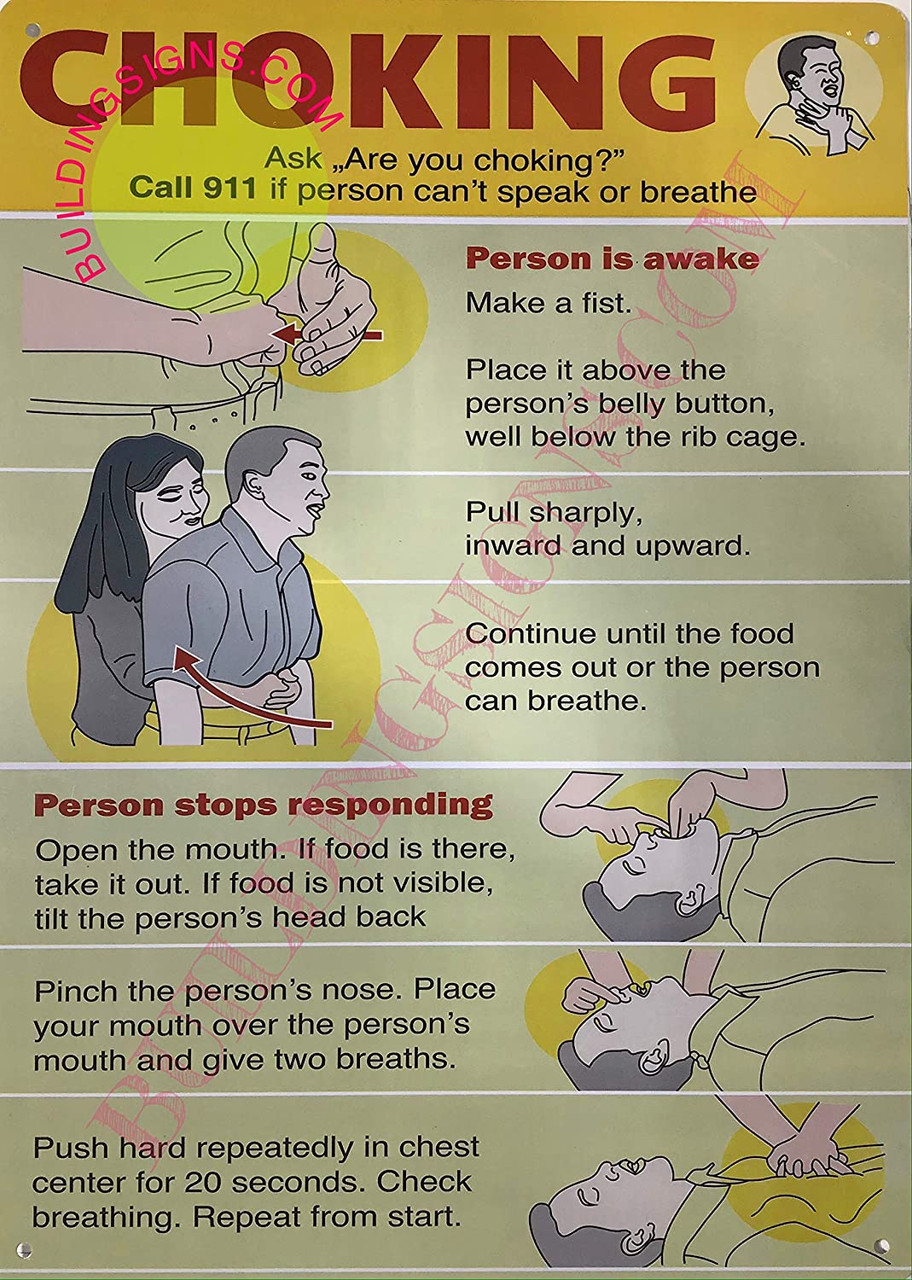 Choking Poster/Choking Sign (Yellow,Rust Free-Aluminium, 10x14 INCH)