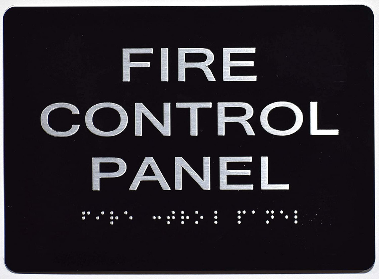 FIRE Control Panel Sign-Tactile Signs Black (Aluminium, Black/Silver ...