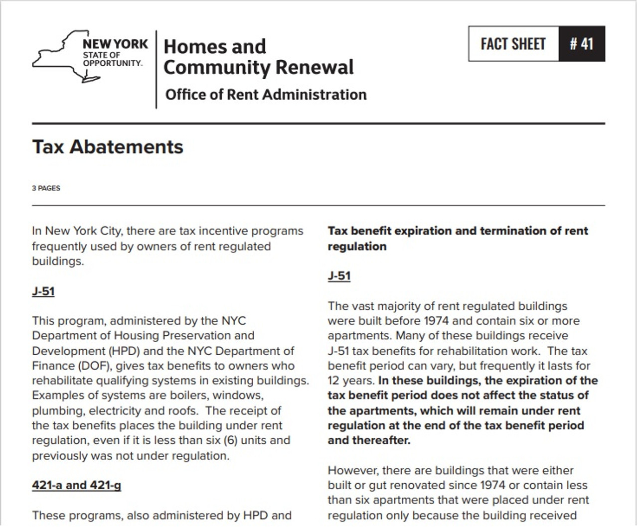 Fact Sheet #41: Tax Abatements (Free PDF file)