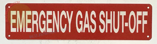 EMERGENCY GAS SHUT-OFF SIGN, Fire Safety Sign (Red, Reflective ...