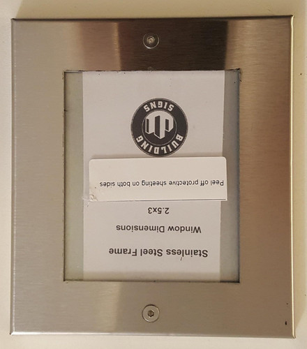 Elevator certificate frame 2.5 x 3 stainless Steel