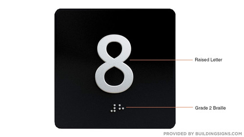 8TH Floor Elevator Jamb Plate Sign- with Braille and Raised Number ...