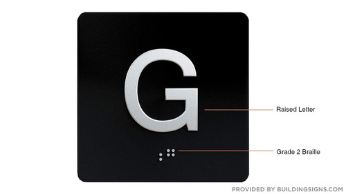 Ground Floor Elevator Jamb Plate Sign- with Braille and Raised Number ...