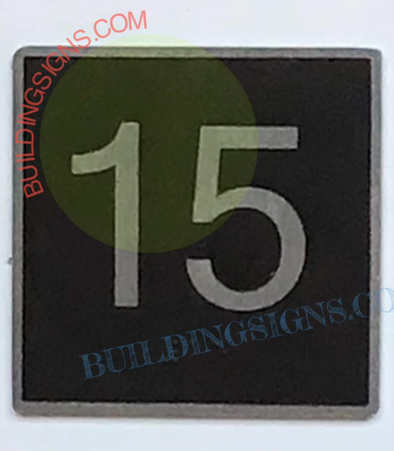 ELEVATOR FLOOR NUMBER 15 SIGN- ELEVATOR JAMB PLATE FLOOR 15 SIGN (BLACK ...