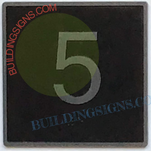ELEVATOR FLOOR NUMBER 5 SIGN- ELEVATOR JAMB PLATE FLOOR 5 SIGN (BLACK ...
