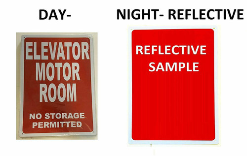 ELEVATOR MOTOR ROOM SIGN (Red Background, reflective, Aluminium)
