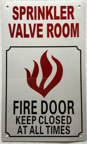 SPRINKLER VALVE ROOM - FIRE DOOR SIGN (REFLECTIVE, WHITE, ALUMINIUM ...