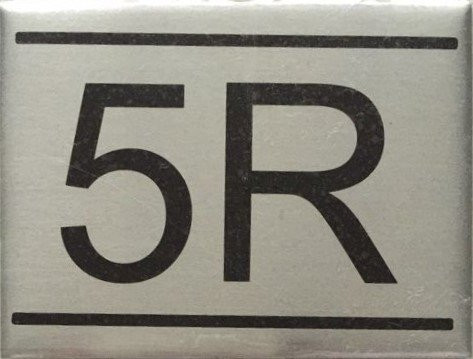 APARTMENT NUMBER SIGN -5R -BRUSHED ALUMINUM (2.25X3, Aluminium))