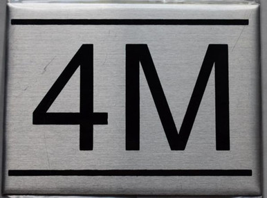 APARTMENT NUMBER SIGN - 4M -BRUSHED ALUMINUM (ALUMINUM SIGNS 2.25X3)