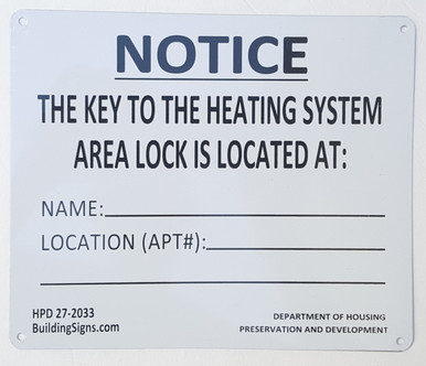 HPD Boiler Room Key Sign – HMC § 27-2033 | 7x8.5 Aluminum Notice Sign ...