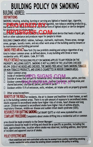 Residential Building Smoke Policy Disclosure Sign – Local Law 147 ...