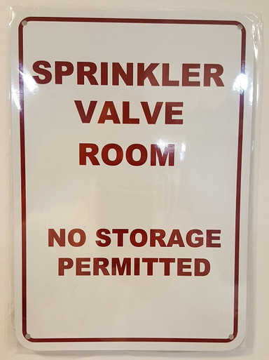 SPRINKLER VALVE ROOM SIGN (WHITE 7X10 ALUMINIUM )