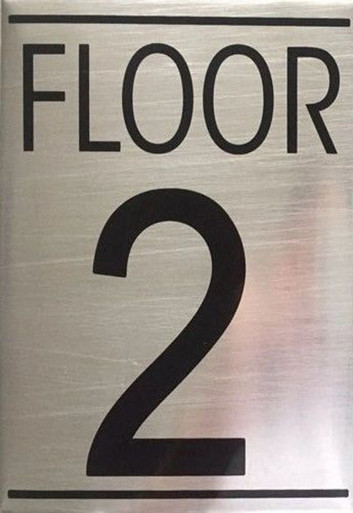 2nd Floor Number Sign – 5.75" x 4" Aluminum Wall Mounted with Adhesive ...