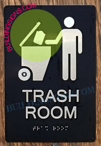 Trash Room Sign -Braille Sign with Raised Tactile Graphics and Letters ...