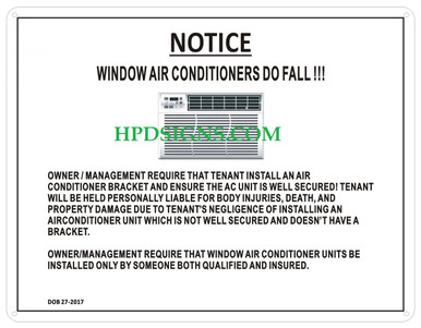WINDOW AIR CONDITIONERS DO FALL SIGN