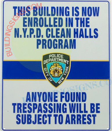 NYPD CLEAN HALLWAYS SIGNS