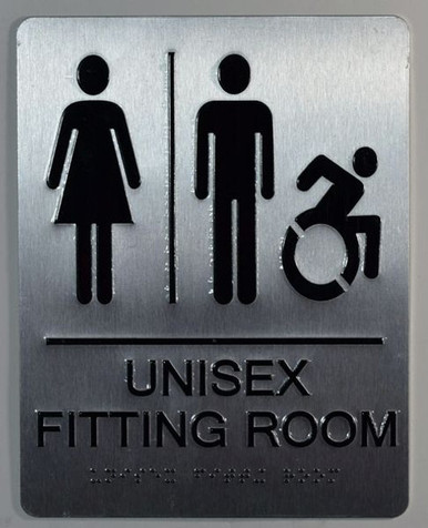 Unisex Fitting Room ACCESSIBLE Sign with Tactile Text and Braille Sign ...